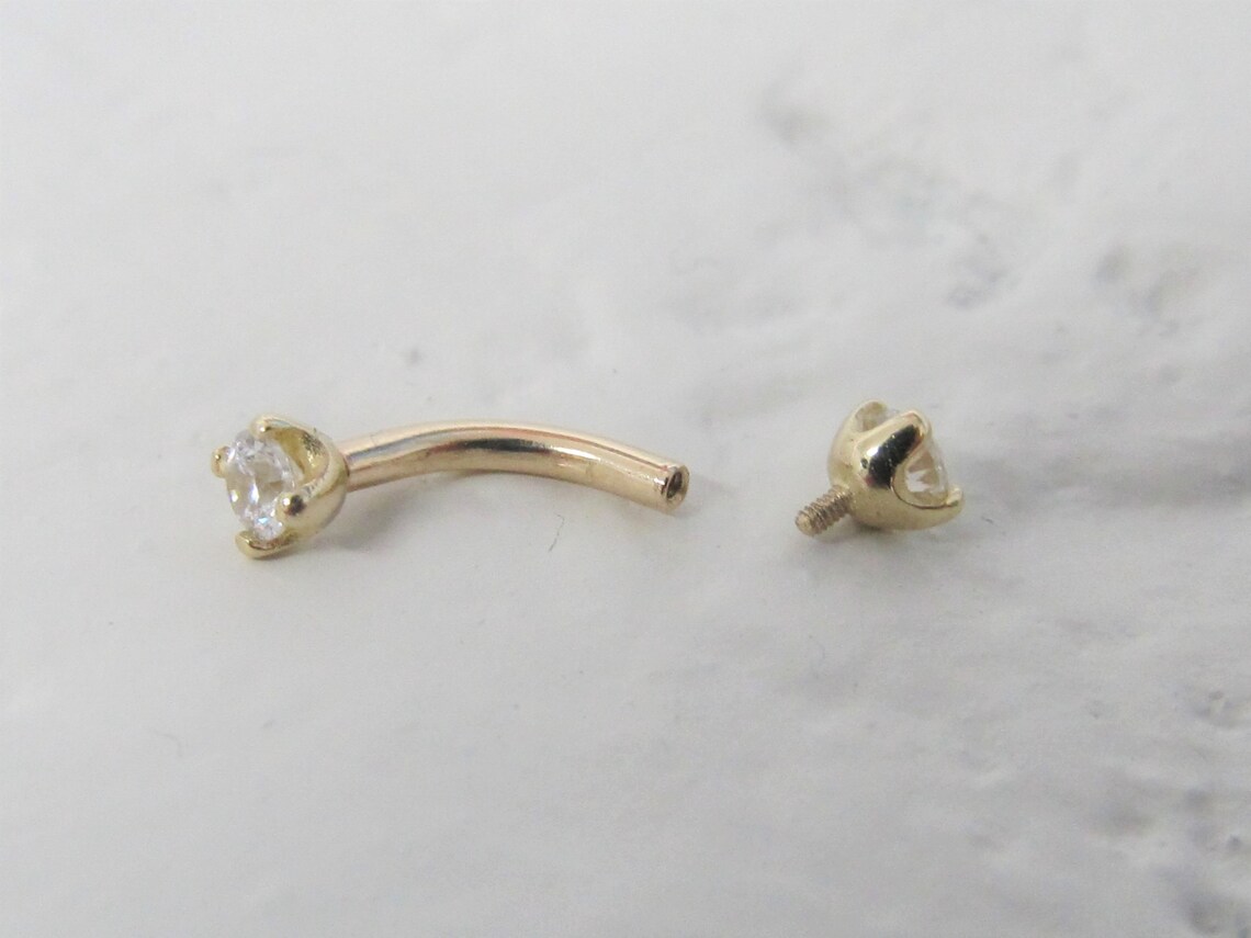 14k Solid Gold Rook Piercingdaithinternally Threaded Curved | Etsy