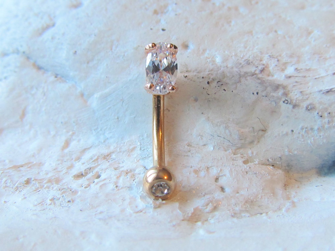 Rose Gold Oval Rook Piercing Double Jeweled Surgical Steel | Etsy