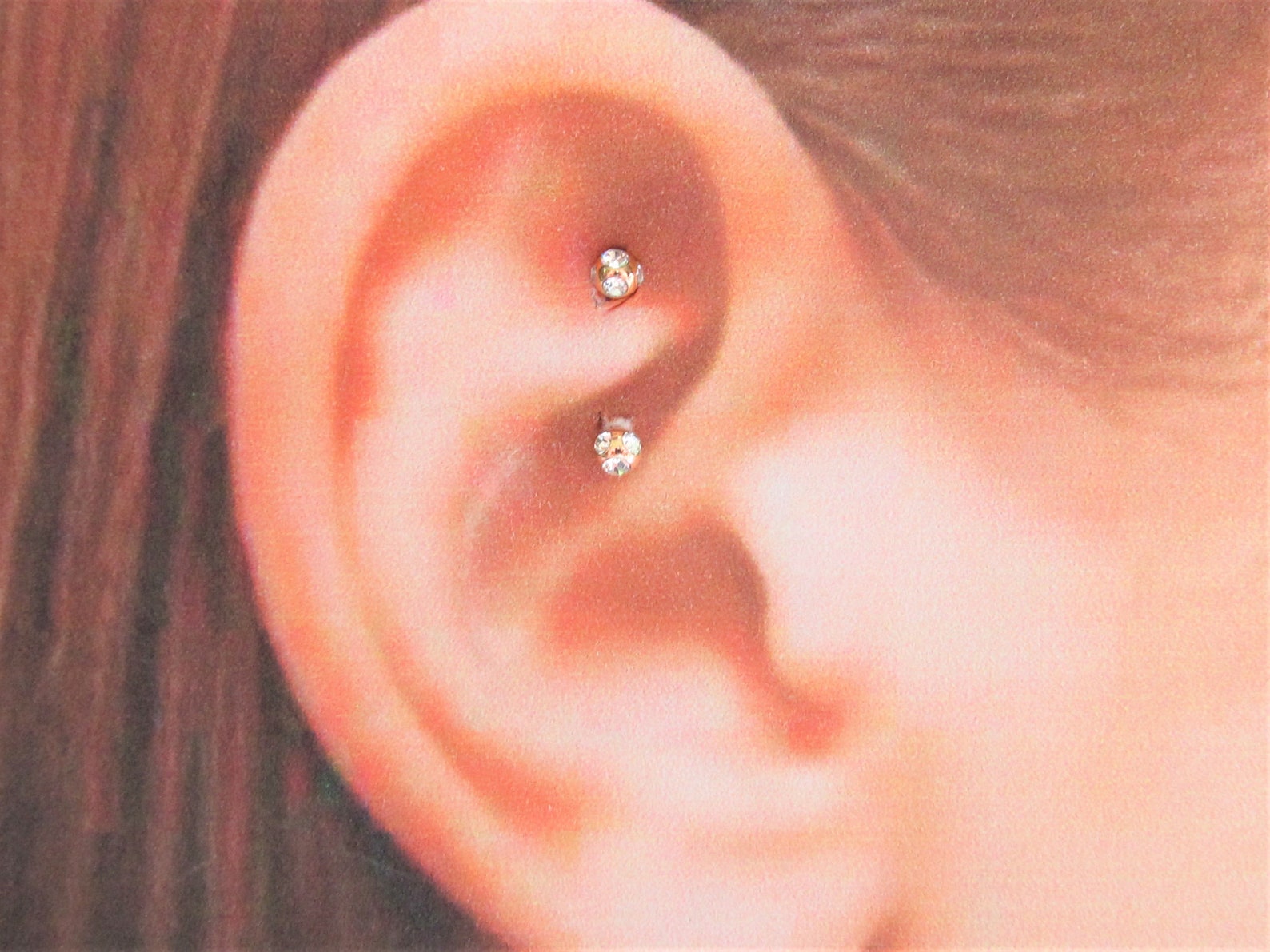 Rose Gold Rook Piercing Multistone Surgical Steel Curved | Etsy