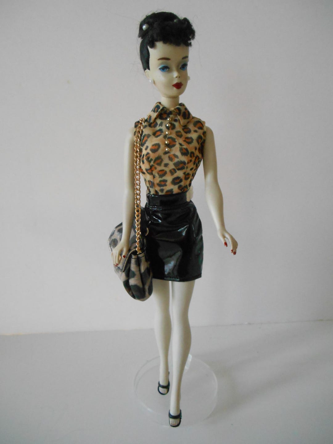 Barbie Leopard Print Blouse/leather Skirt and Accessories - Beautiful ...
