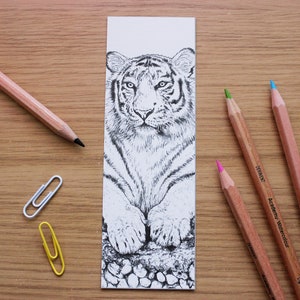 Tiger Bookmark Print, Colour-in Bookmark, Kids Colouring Bookmark ...