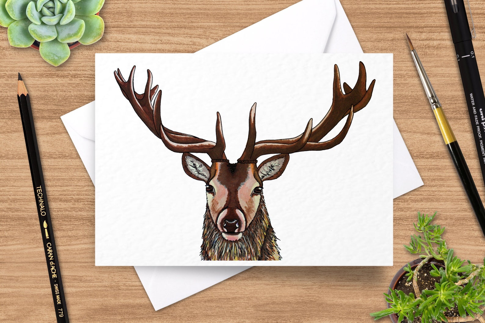 Stag Greeting Card Stag Card 5 X 7 Card Wildlife Greeting - Etsy