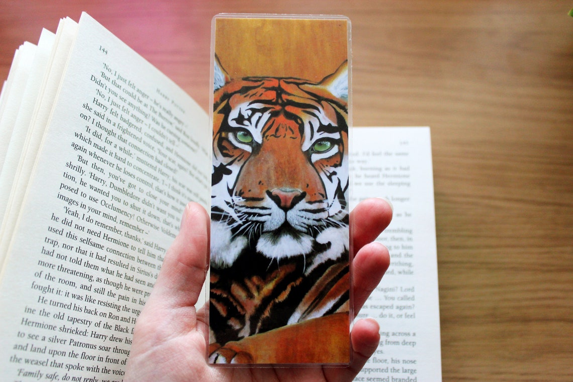 Tiger Bookmark, Animal Art Bookmark, Book Lover Gift, Wildlife Bookmark ...