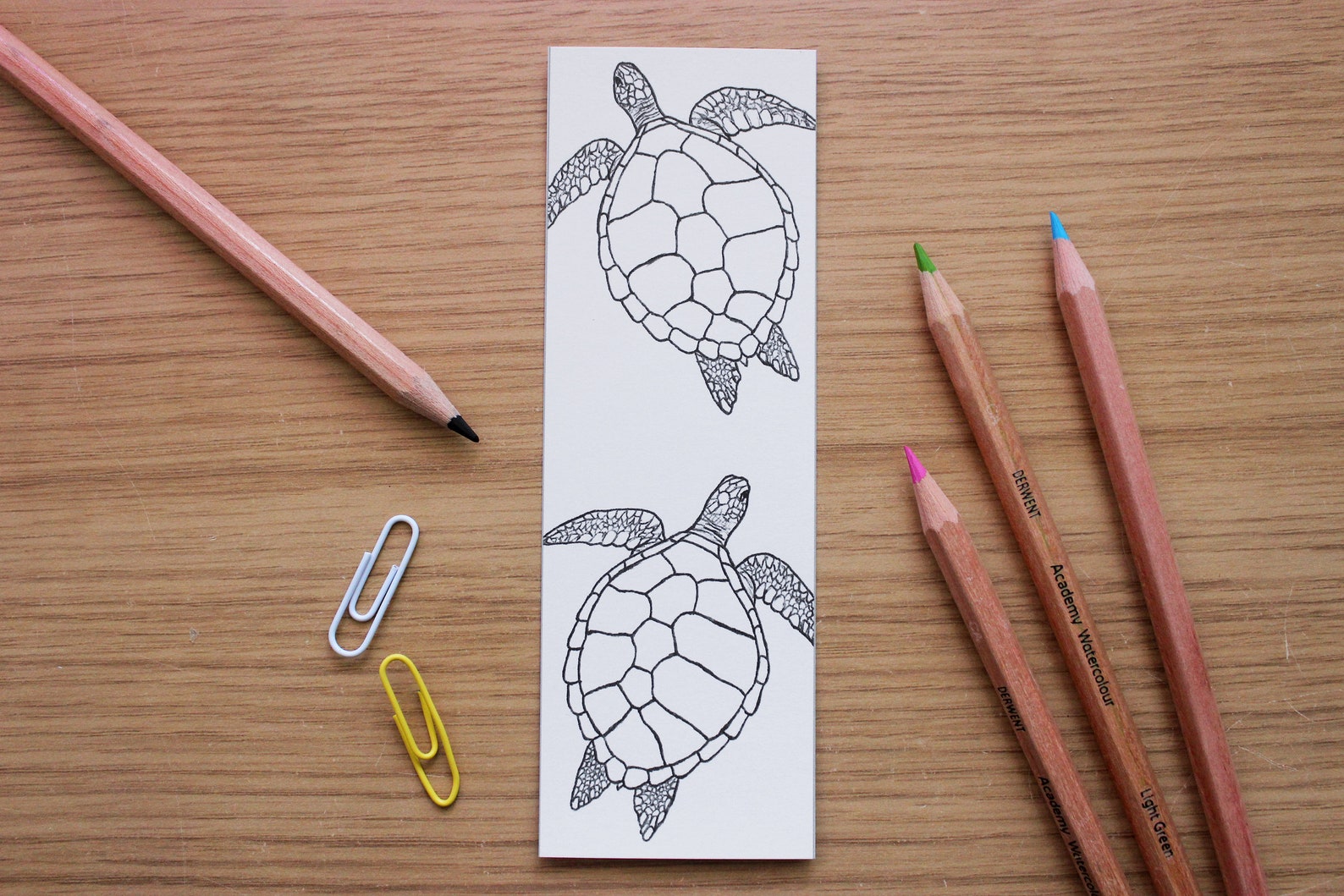 Turtle Bookmark Print Colour-in Bookmark Kids Colouring - Etsy España