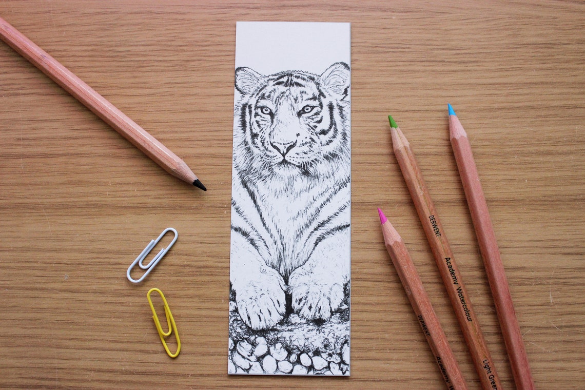 Tiger Bookmark Print, Colour-in Bookmark, Kids Colouring Bookmark ...