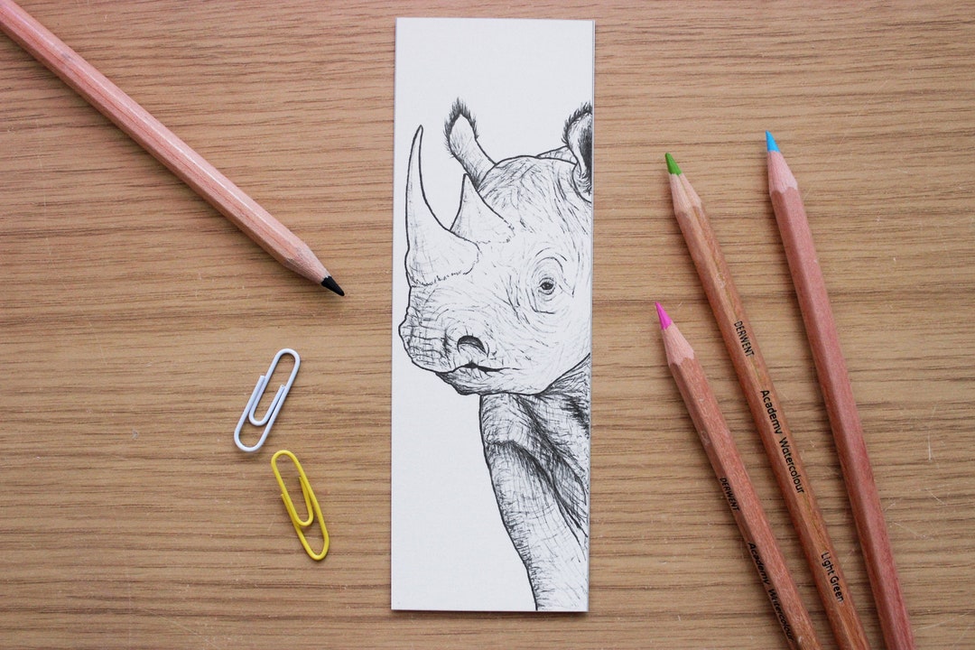 Rhino Bookmark Print, Colour-in Bookmark, Kids Colouring Bookmark ...