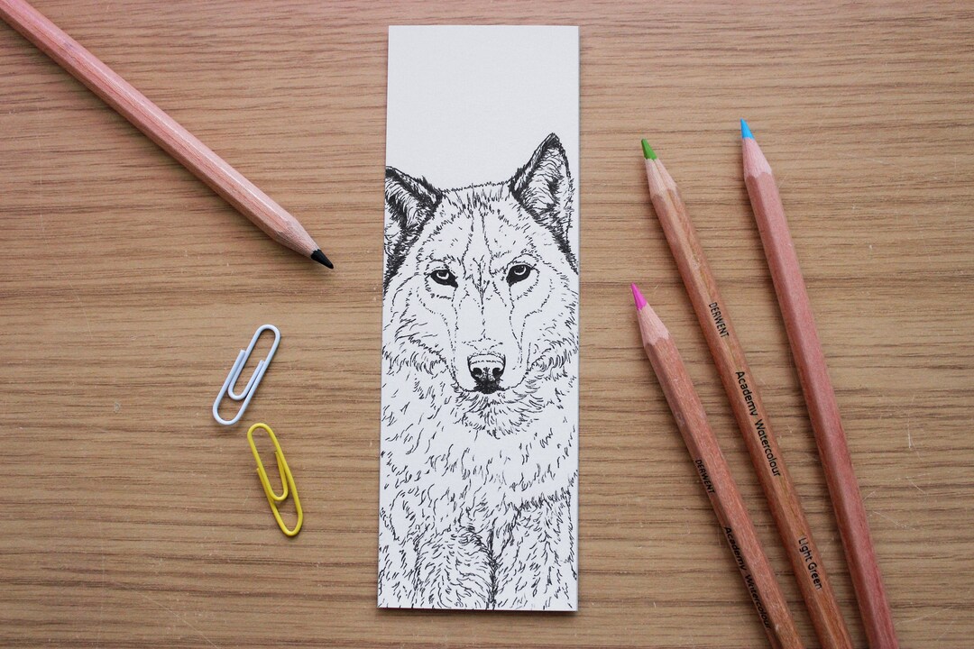Wolf Bookmark Print, Colour-in Bookmark, Kids Colouring Bookmark ...