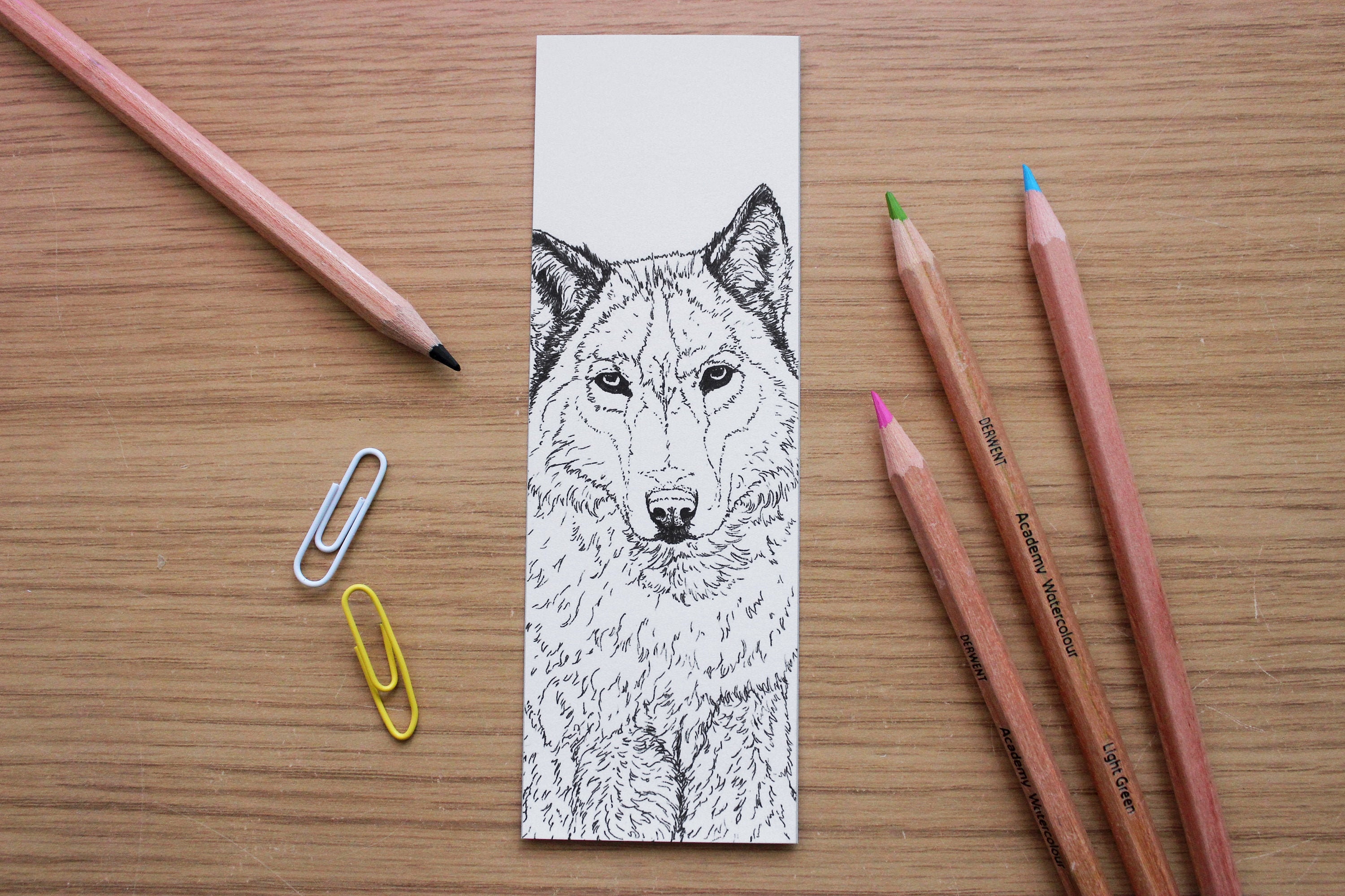 Wolf Bookmark Print, Colour-in Bookmark, Kids Colouring Bookmark ...