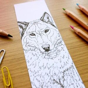 Wolf Bookmark Print, Colour-in Bookmark, Kids Colouring Bookmark ...