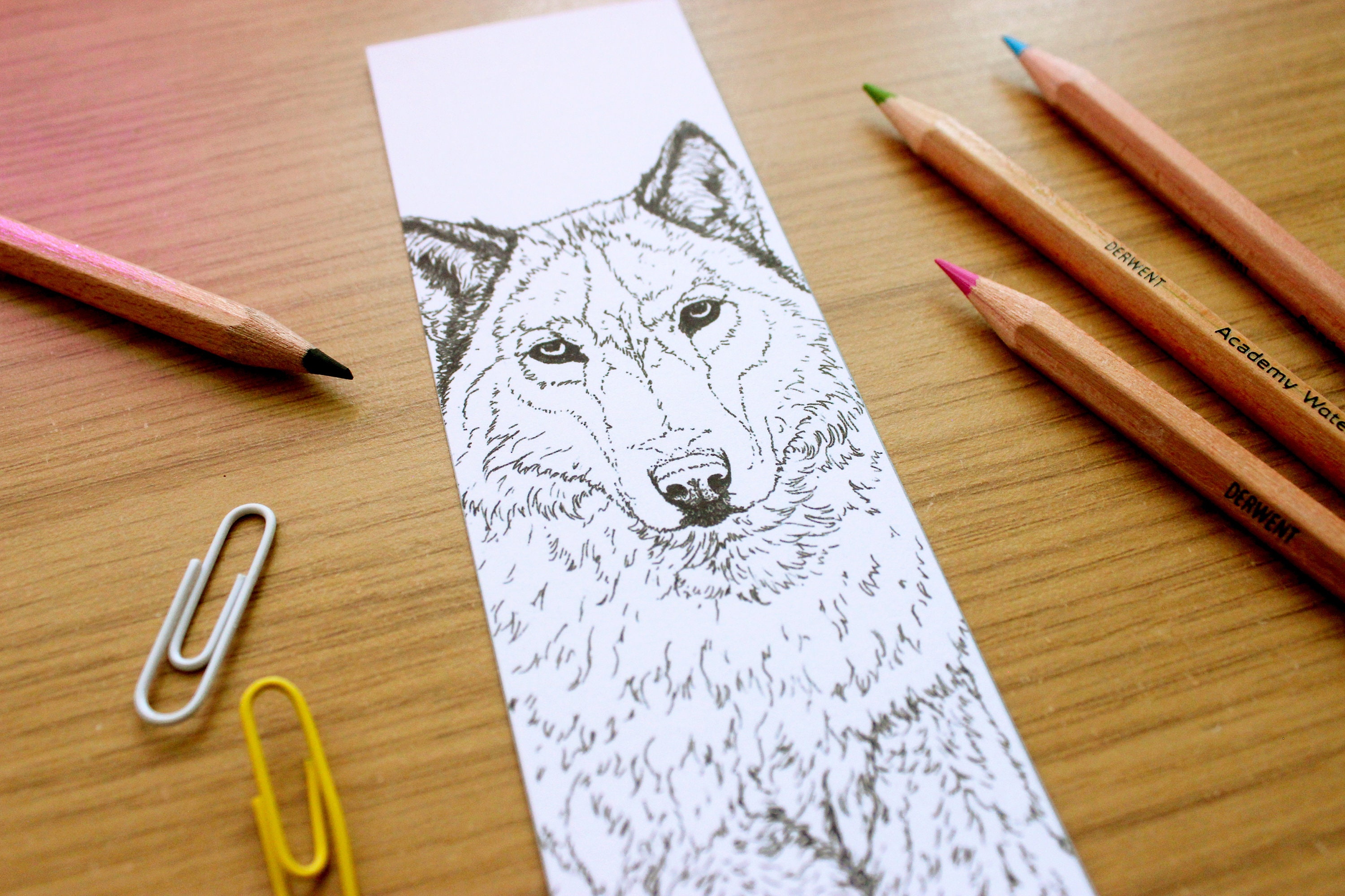 Wolf Bookmark Print, Colour-in Bookmark, Kids Colouring Bookmark ...