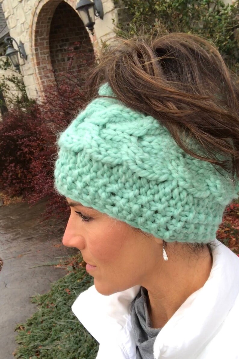 Chunky Cable Messy Bun Hat With a Twist PATTERN ONLY | Etsy