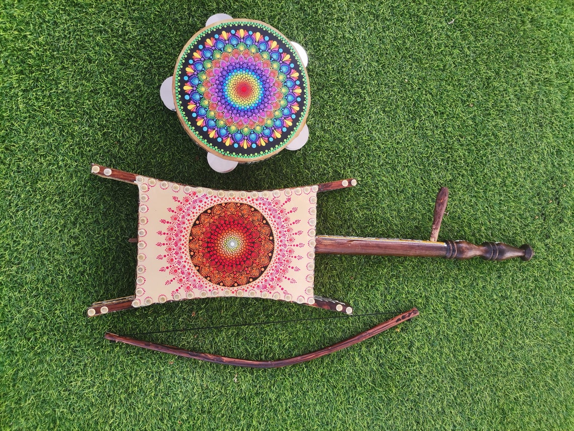 Hand Painted Rababa mandala String Instrument Mideastern - Etsy