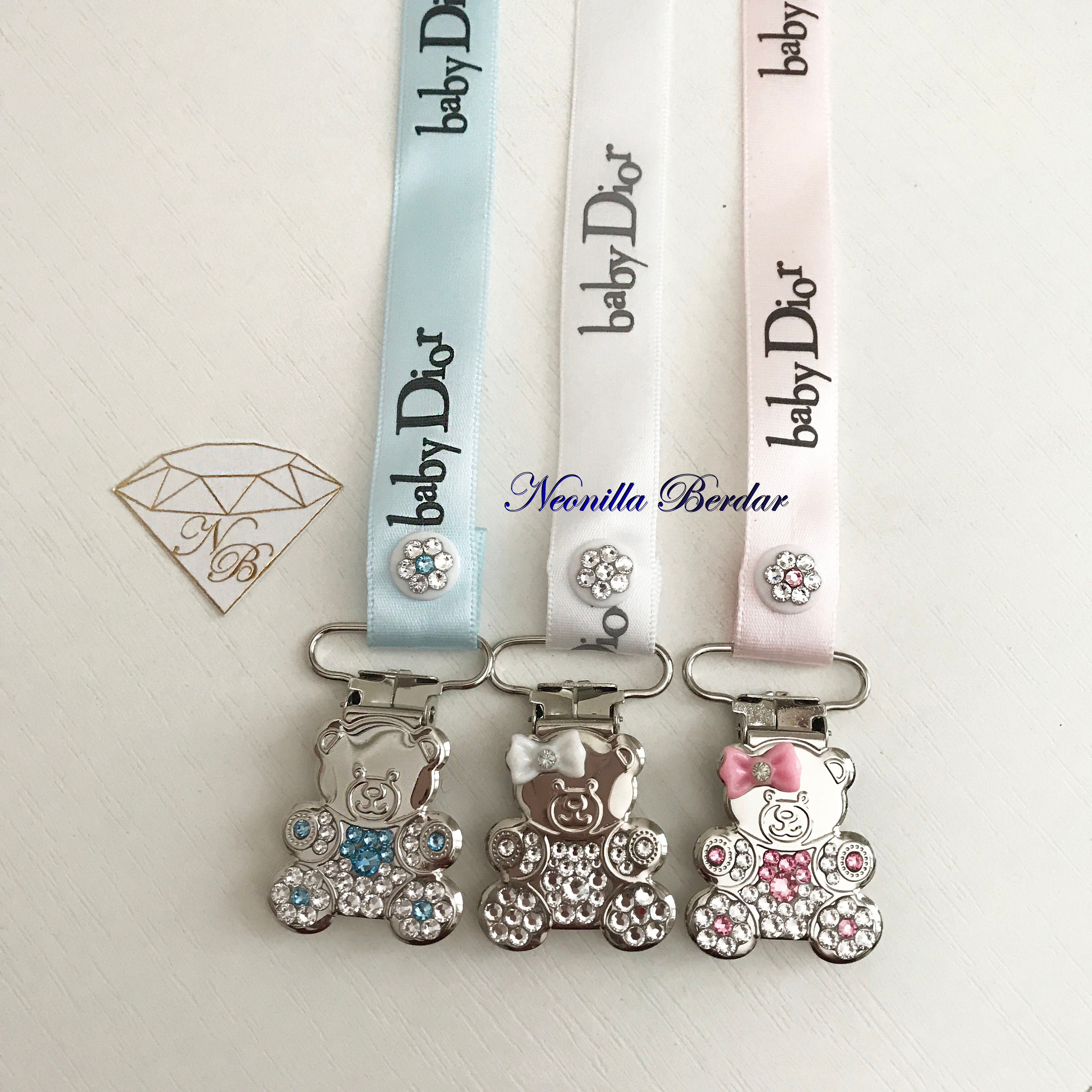 Bling Pacifier Clip Made With Swarovski Crystals. Teddy Bear - Etsy