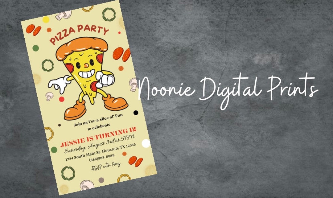 Pizza Party Invitation Editable Kids Birthday, Editable Template, Email ...