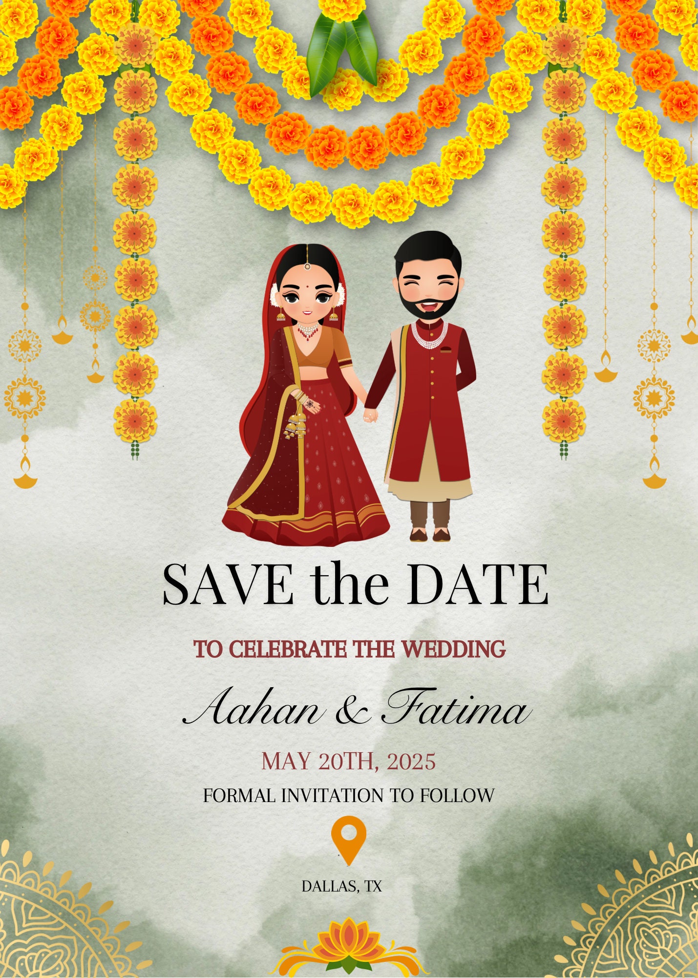 Indian Save the Date Template, Digital Wedding Save the Date, Indian ...