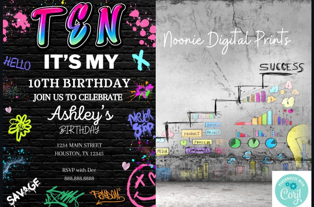 Editable Graffiti Invitation | Digital Graffiti Printable Invite ...