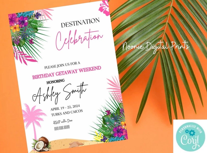 Tropical Invitation, Weekend Invite, Girls Trip, Destination Party ...