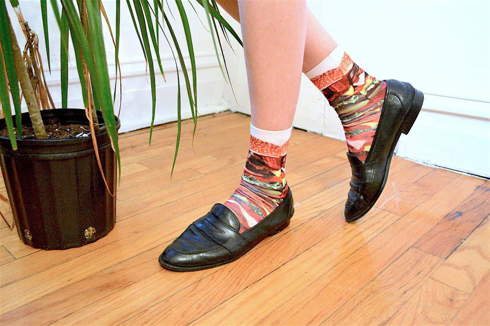 Cheeseburger / Junk Food Print Crew Socks New Unisex - Etsy