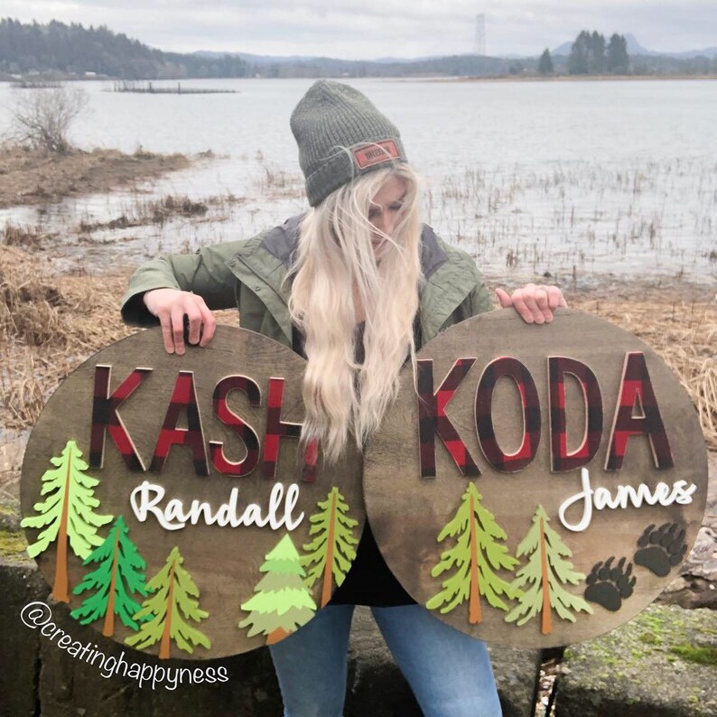 Woodland Trees Sign Trees 4 Name Sign Wood Cutout | Etsy