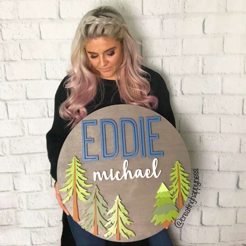 Woodland Trees Sign Trees 4 Name Sign Wood Cutout | Etsy