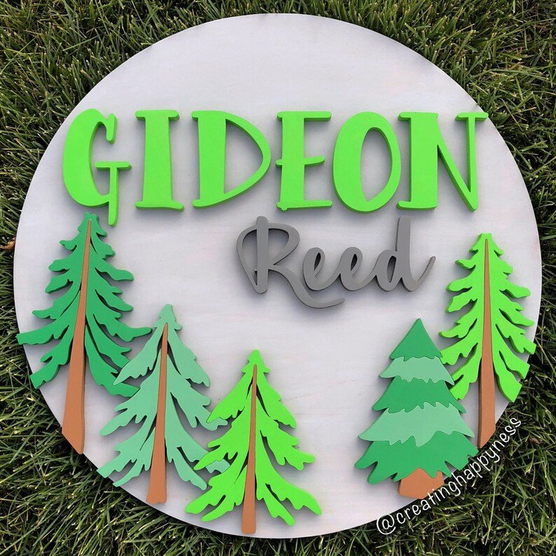 Woodland Trees Sign Trees 4 Name Sign Wood Cutout | Etsy