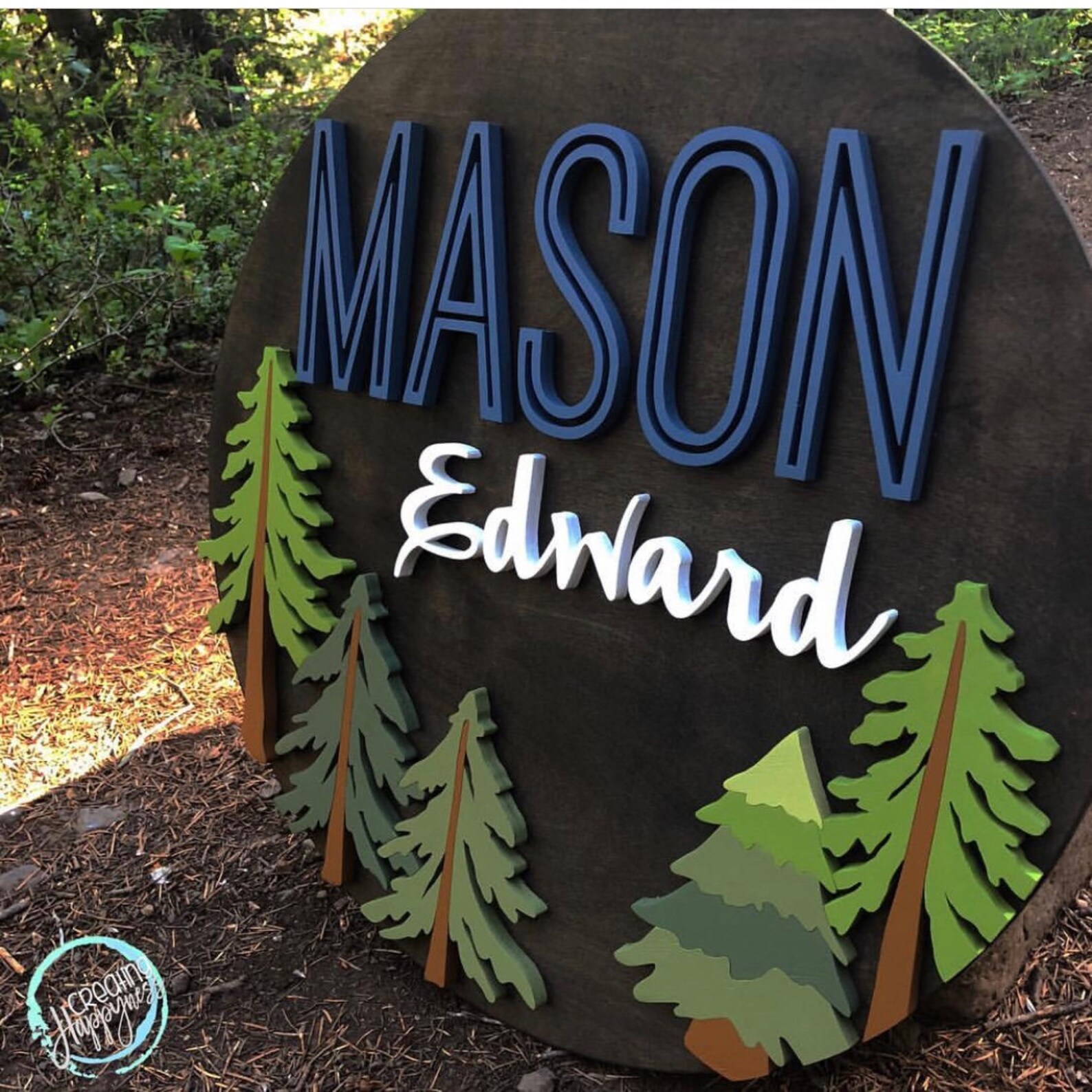 Woodland Trees Sign Trees 4 Name Sign Wood Cutout | Etsy