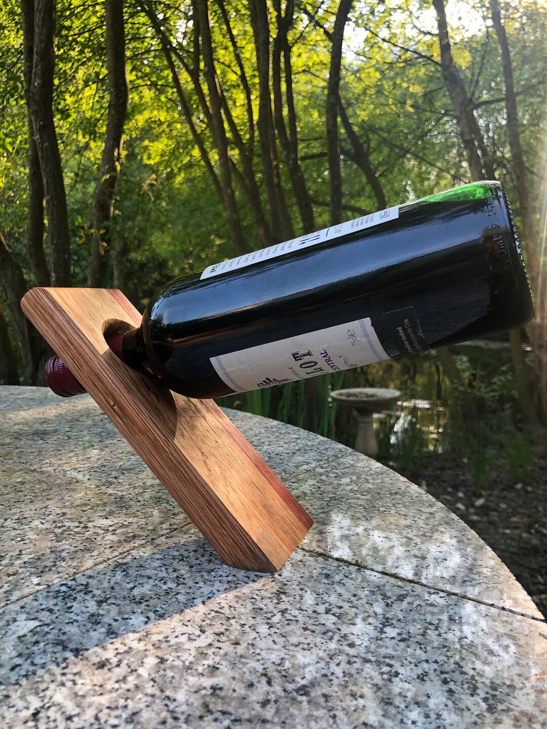 Balancing Bottle Holder, Hardwood Gravity Illusion Floating Wine Bottle ...