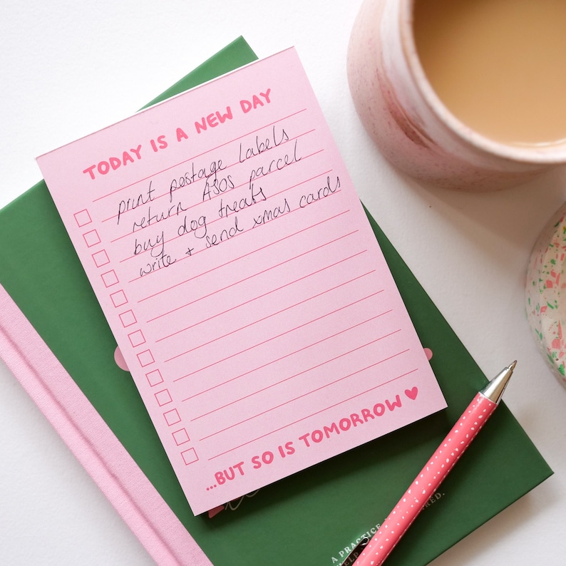 A6 New Day Checklist Desk Pad Desk Pad Galentines Gift Cute Notepad ...