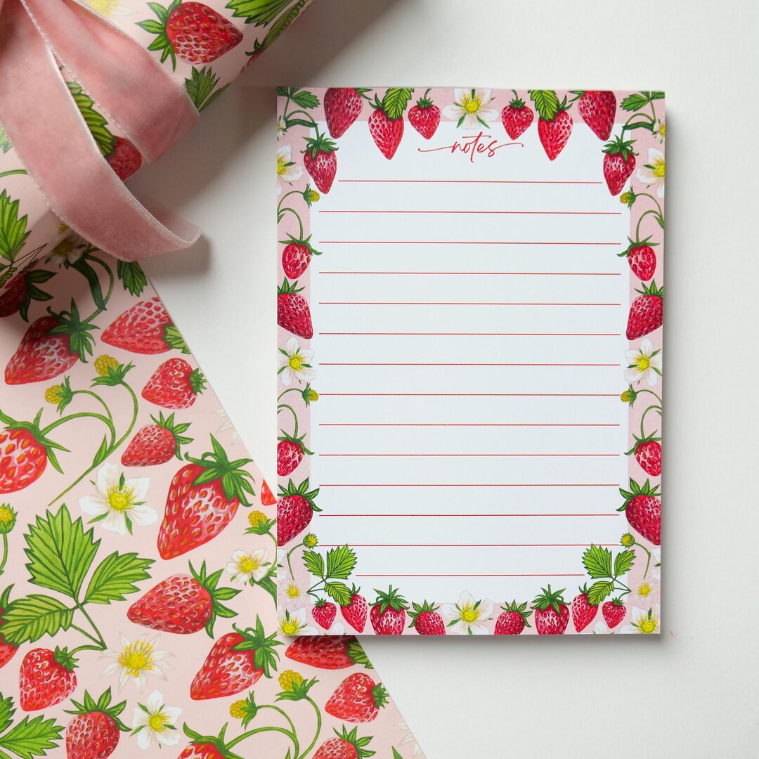 A6 Strawberry Fields Desk Pad | Desk Pad | Notepad | Cute Notepad ...
