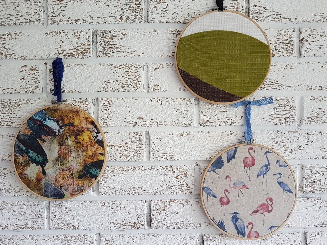 Round Memo Cork Board, Circular Pin Badge Display, Framed Fabric Wall ...
