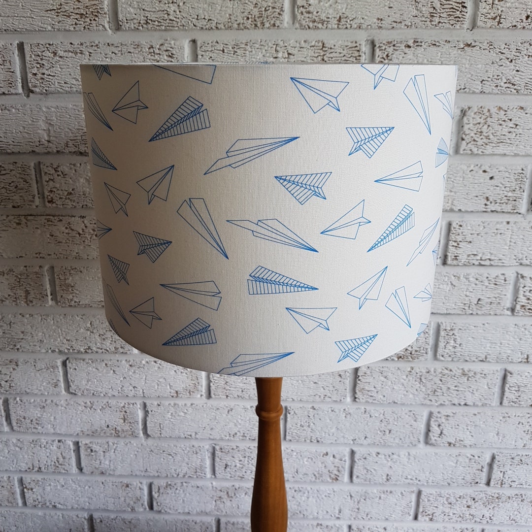 Paper Plane Lampshade Blue & White, Table Lamp, Children's Décor - Etsy