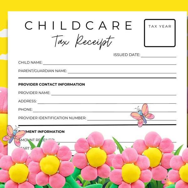 Daycare Tax Form Daycare Tax Receipt Daycare Tax Statement Childcare ...