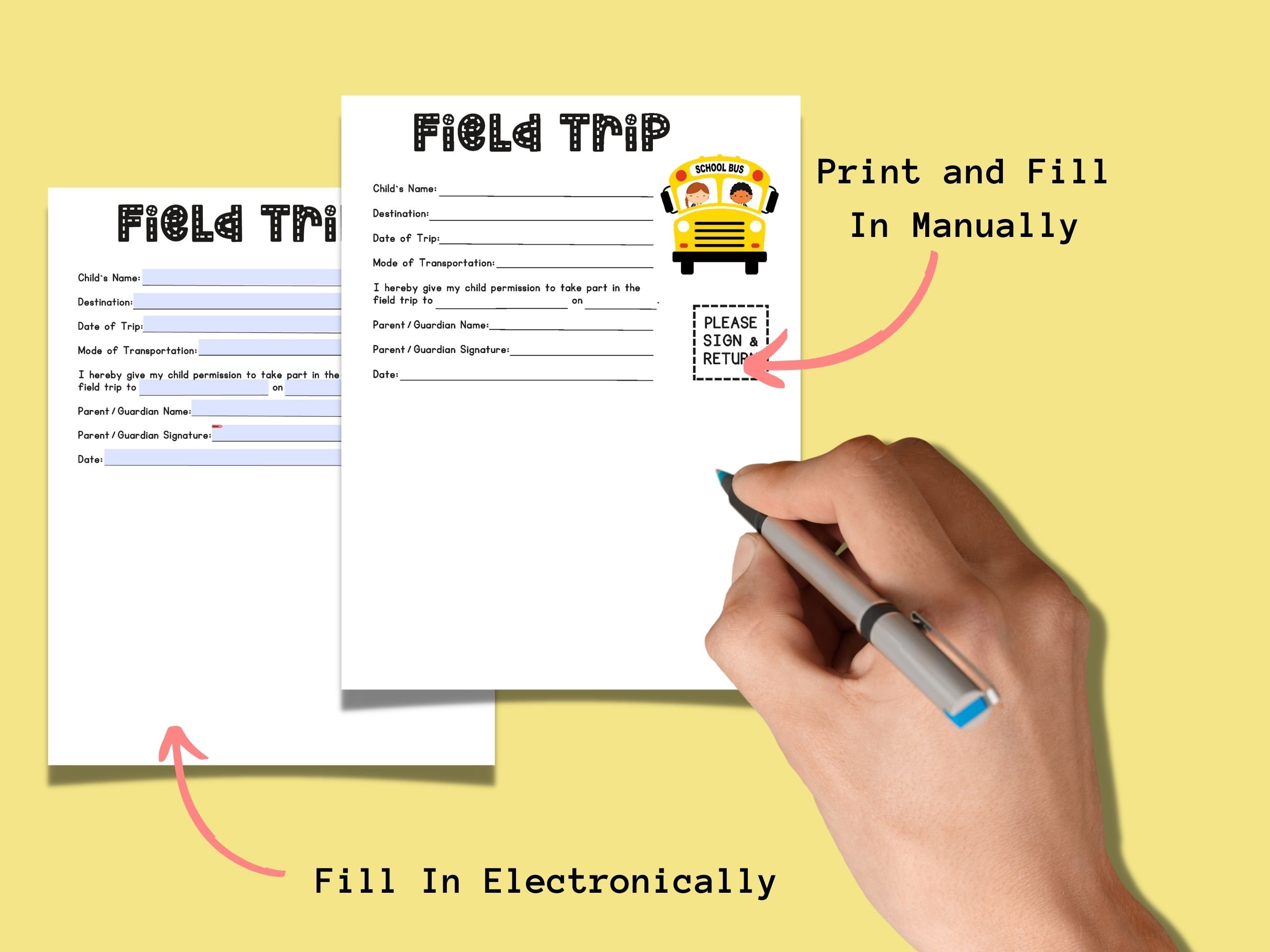 School Field Trip Permission Form: Printable Parent Consent for Home ...