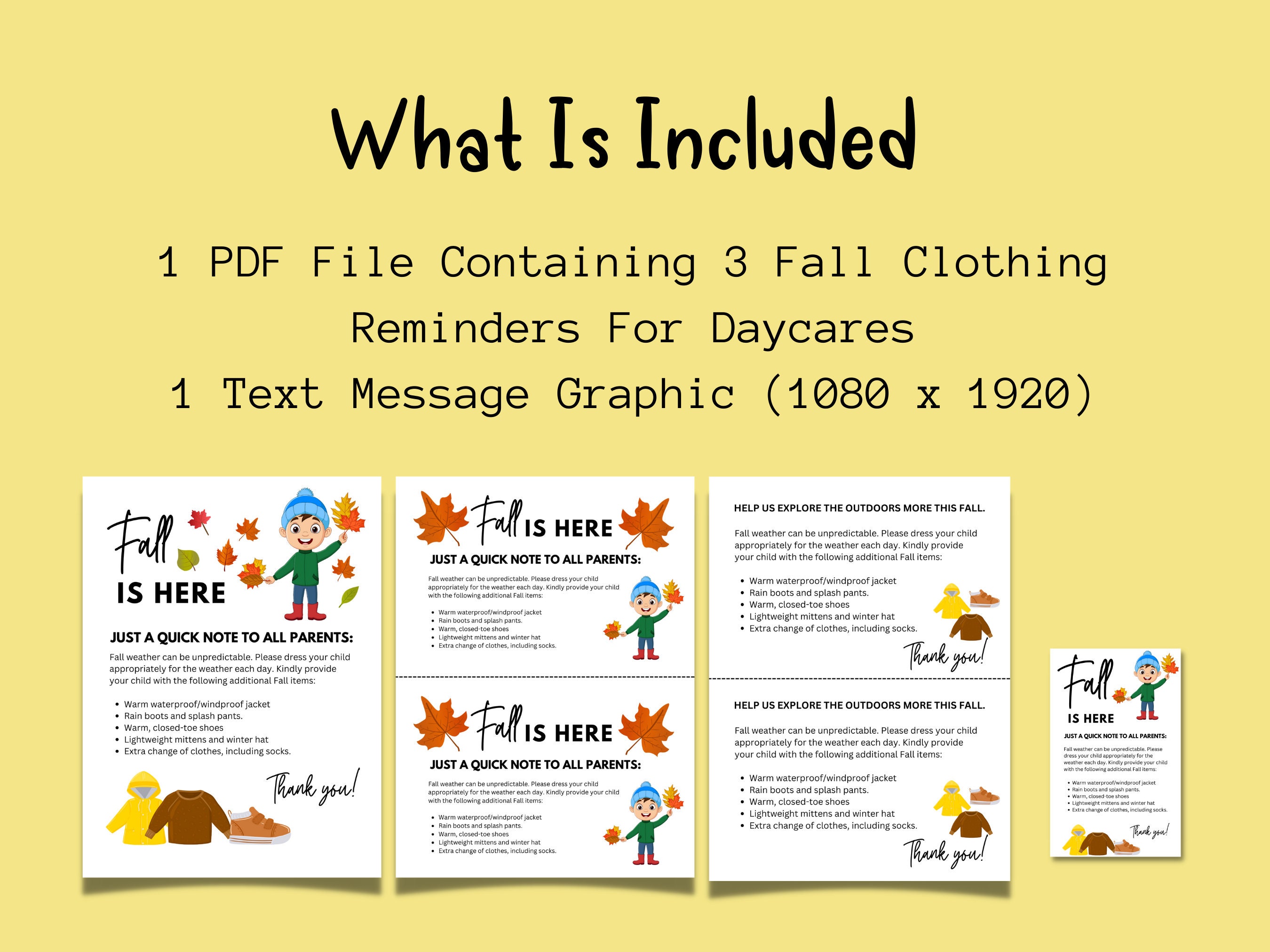 Daycare Fall Clothing Reminder Notice - Etsy