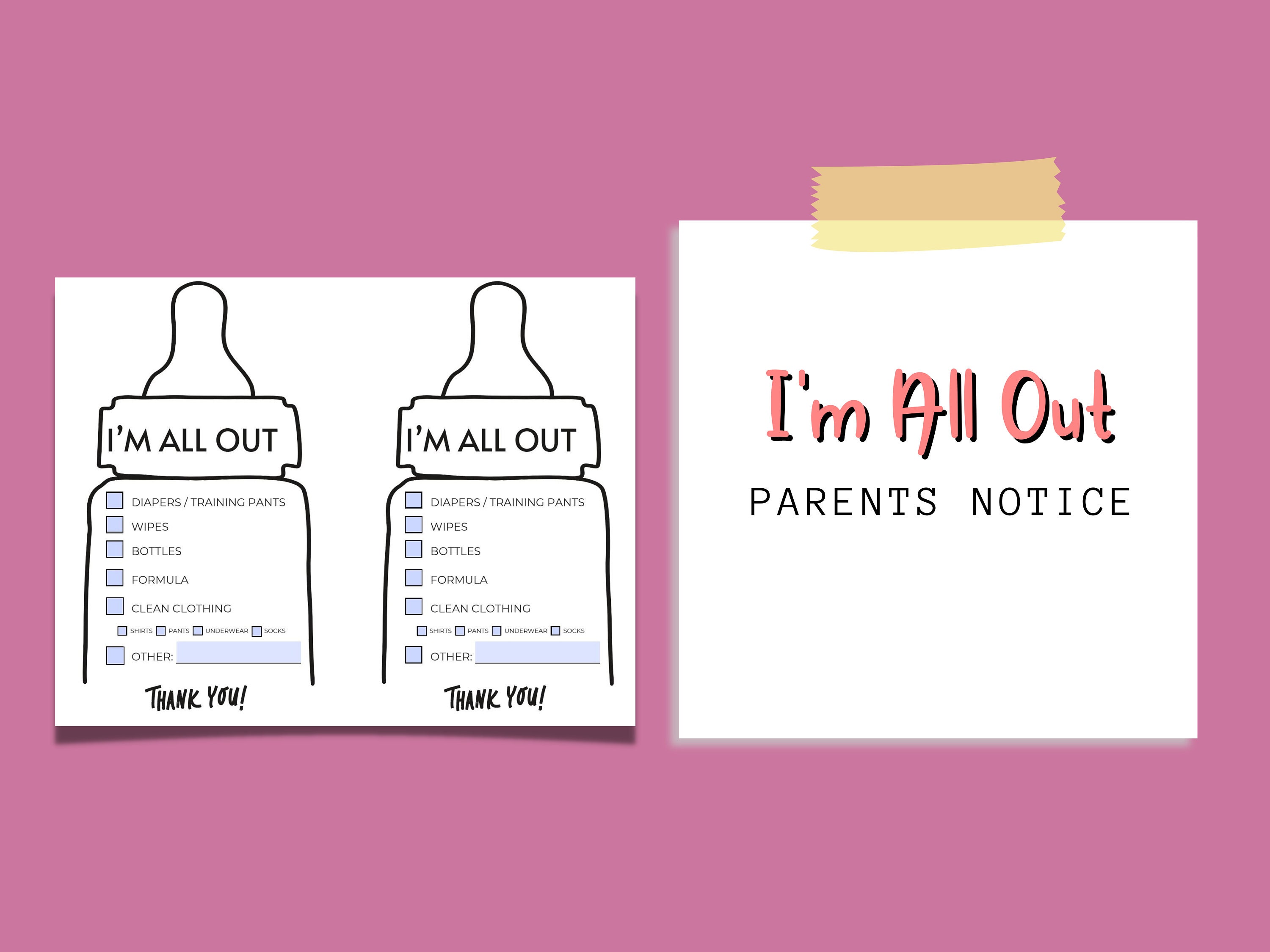 I'm All Out Parents Notice Daycare Notice Childcare Notice Notice for ...