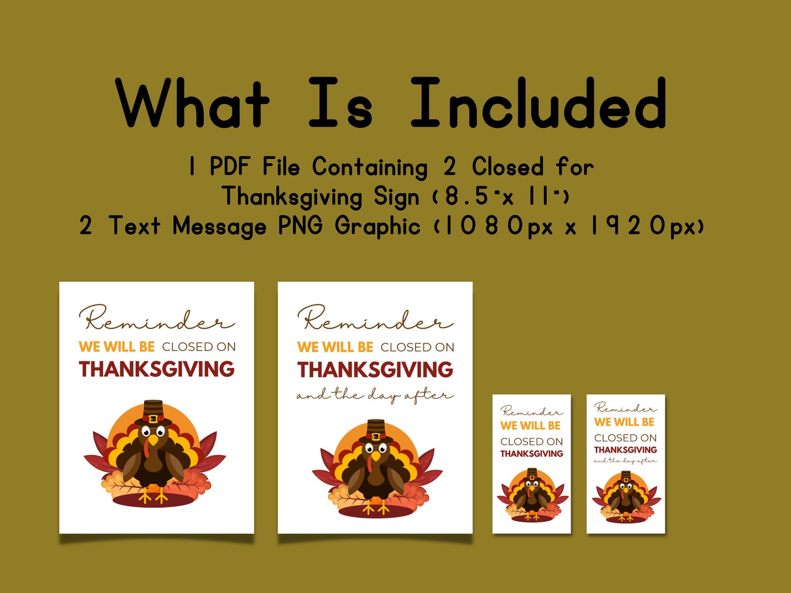 Closed for Thanksgiving Sign: Holiday Reminder (PDF) - Etsy