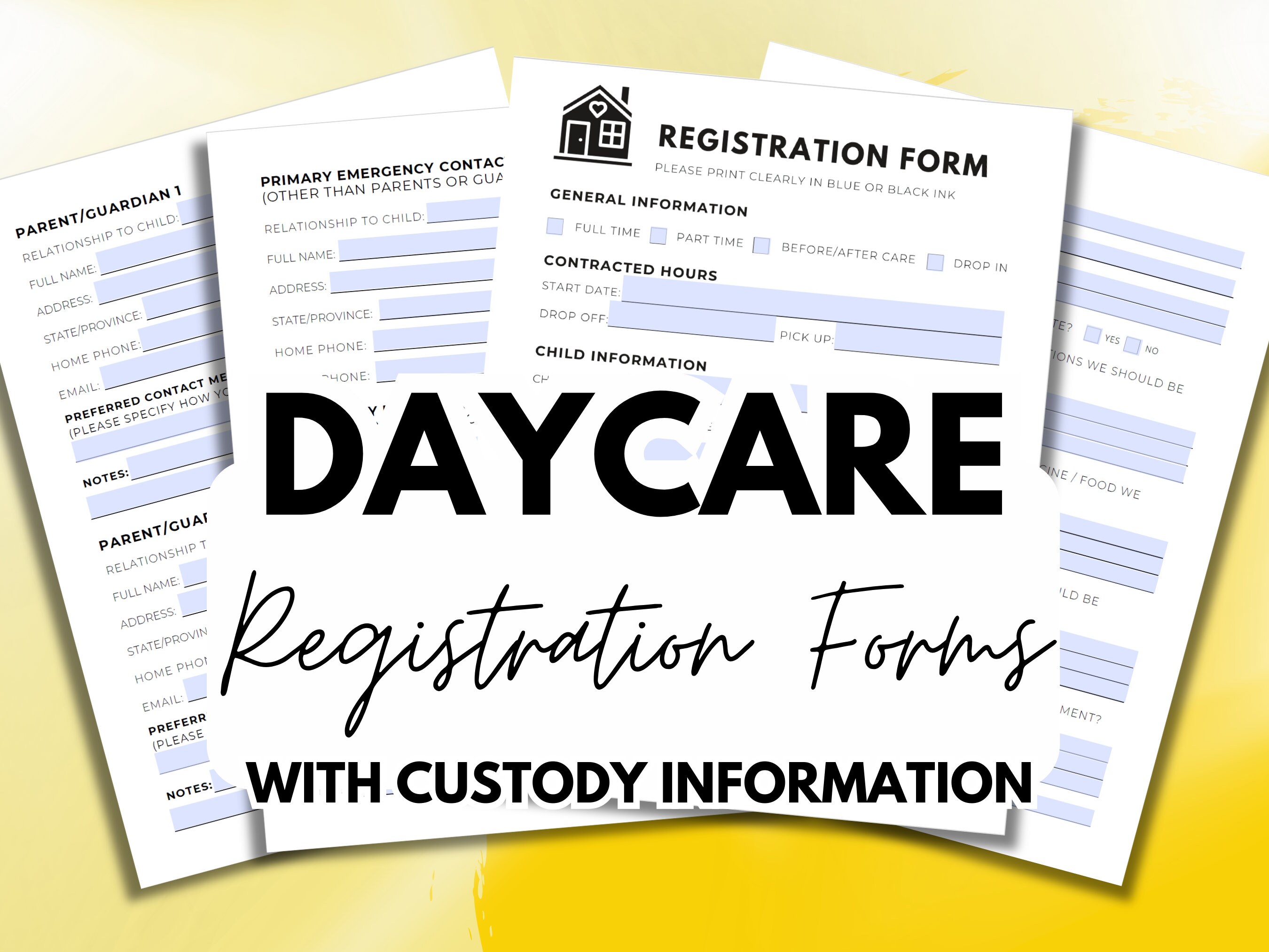 Daycare Registration Form Template With Custody Information ...