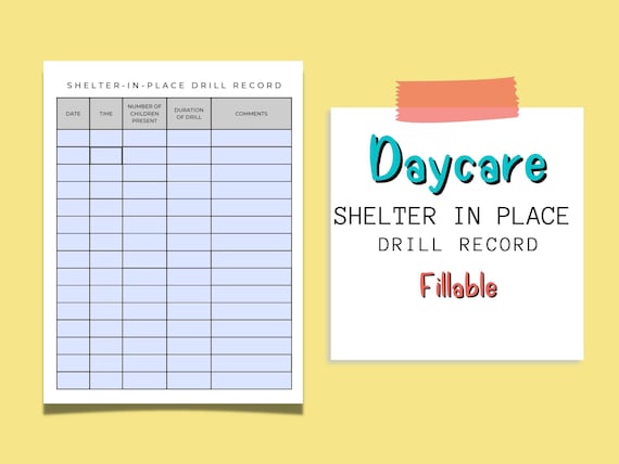 Shelter in Place Drill Record Daycare Forms Childcare - Etsy
