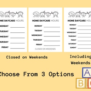 Home Daycare Business Hours Sign Home Daycare Hours of Operations Sign ...