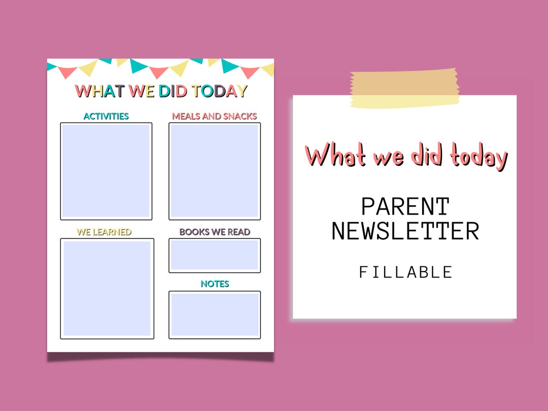 Daycare Newsletter Template Parent Newsletter Fillable PDF - Etsy