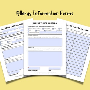 Daycare Medication Forms | Medication Authorization Forms | Allergy Information Form ...