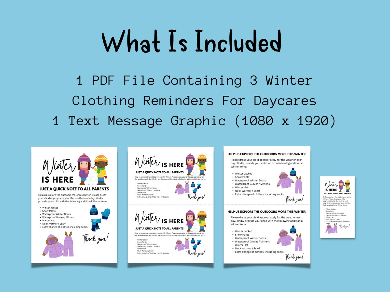 Daycare Winter Clothing Reminder Notice: Parent Handout - Etsy