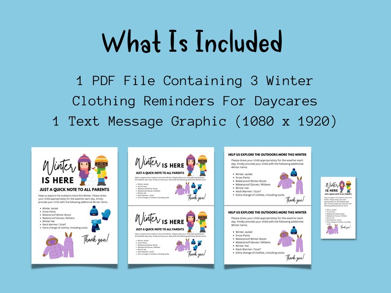 Daycare Winter Clothing Reminder Notice: Parent Handout - Etsy
