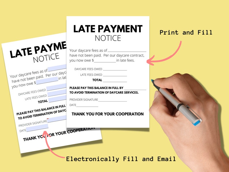 Daycare Late Payment Notice - Etsy