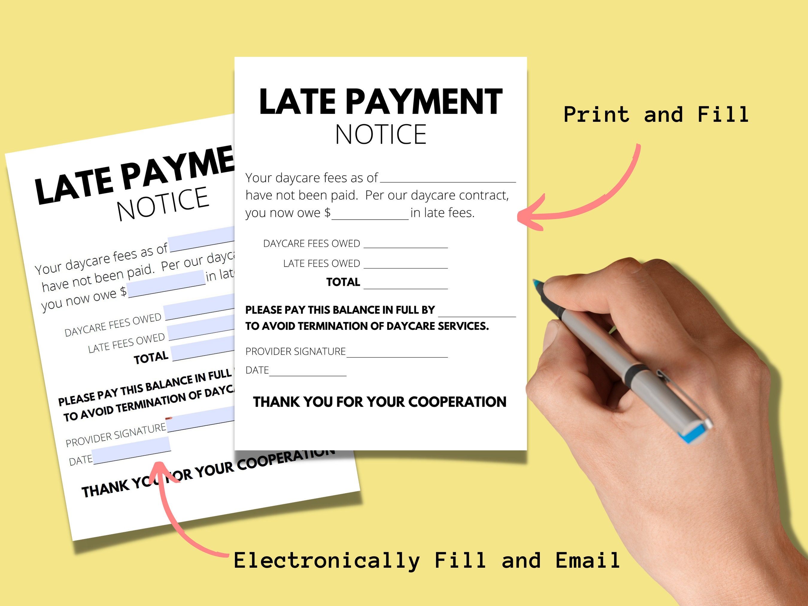 Daycare Late Payment Notice - Etsy