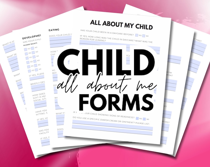 Daycare All About Me Form | Daycare Questionnaire | Get to Know Me ...