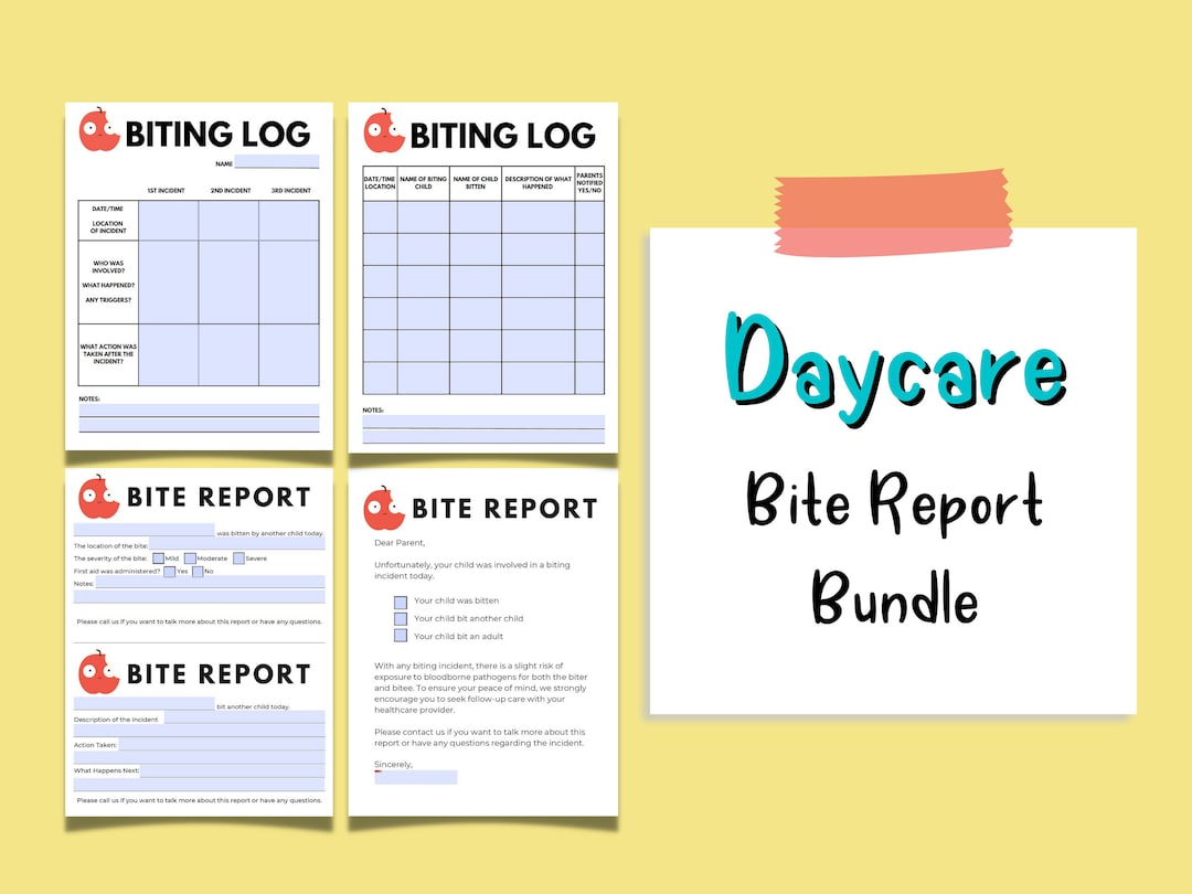 Bite Report Bundle | Bite Notice | Bite Log | Bite Letter to Parents ...