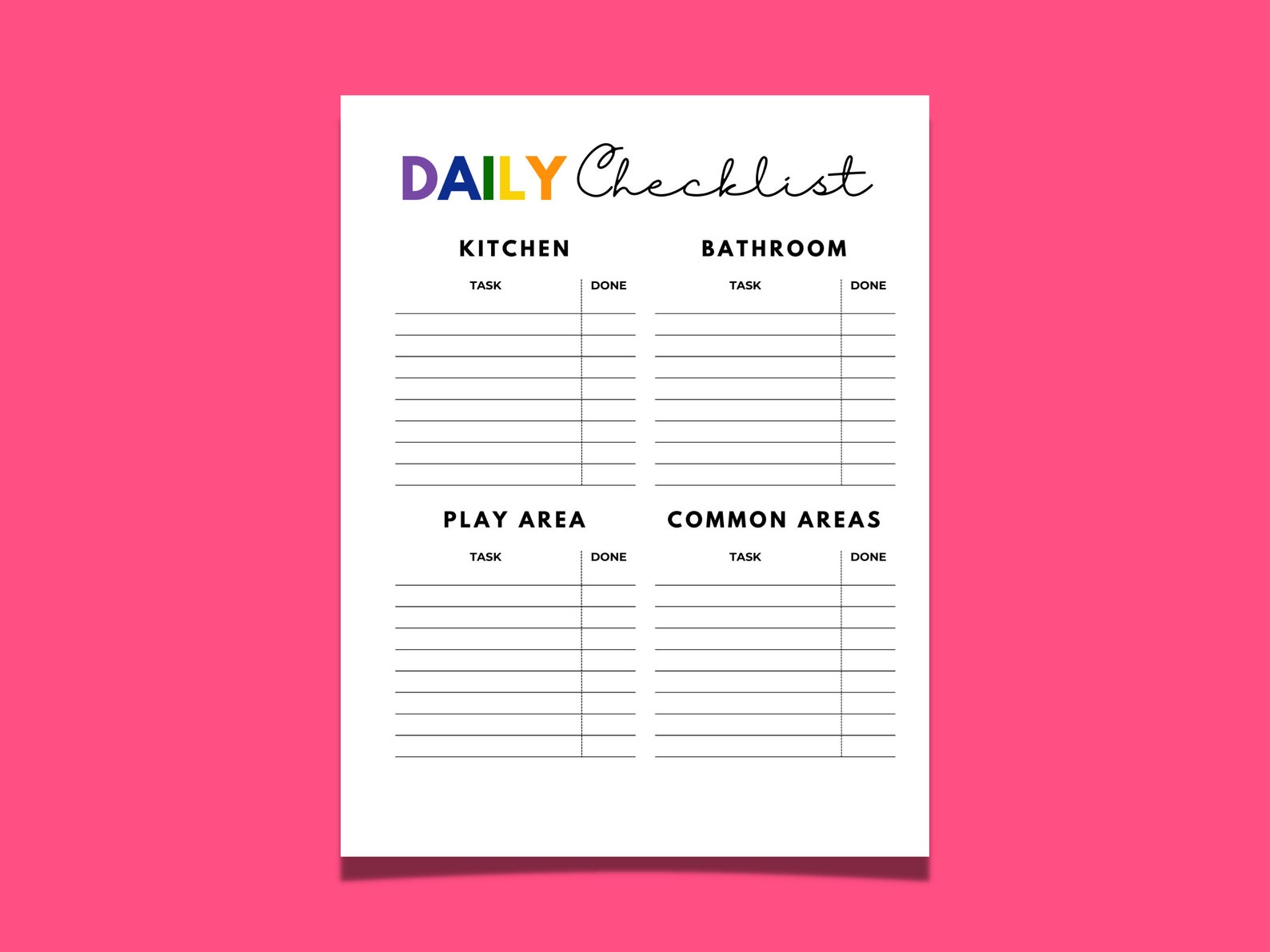 Daycare Daily Cleaning Checklist | Daycare Cleaning Schedule | Cleaning ...