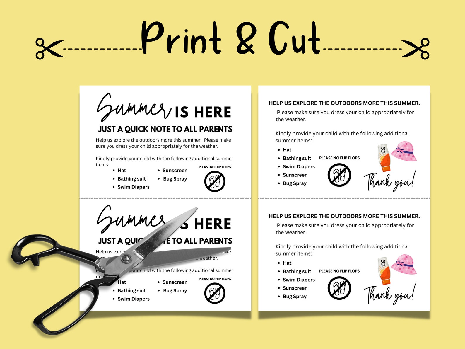 Summer Clothing Reminder for Daycares | Change of Clothes Slip ...