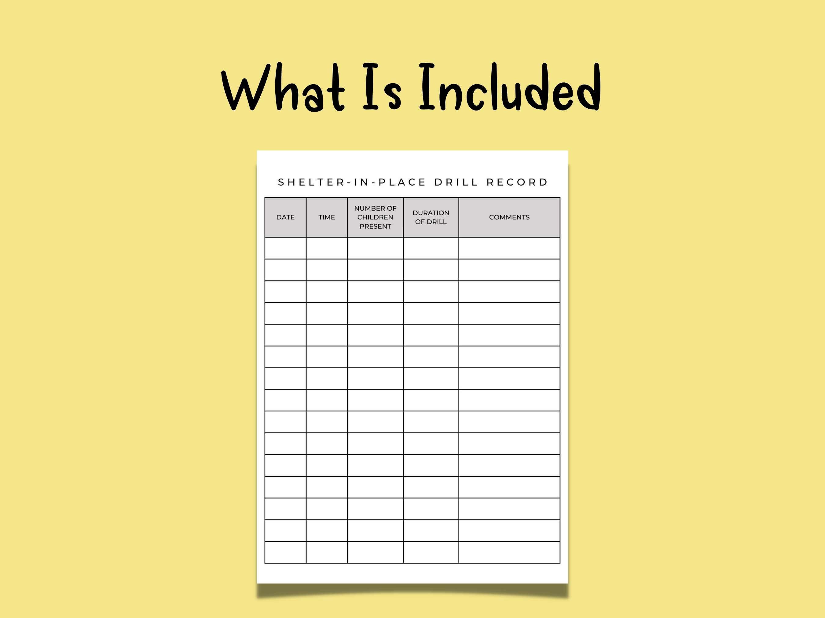 Daycare Shelter in Place Drill Record: Emergency Form - Etsy Canada